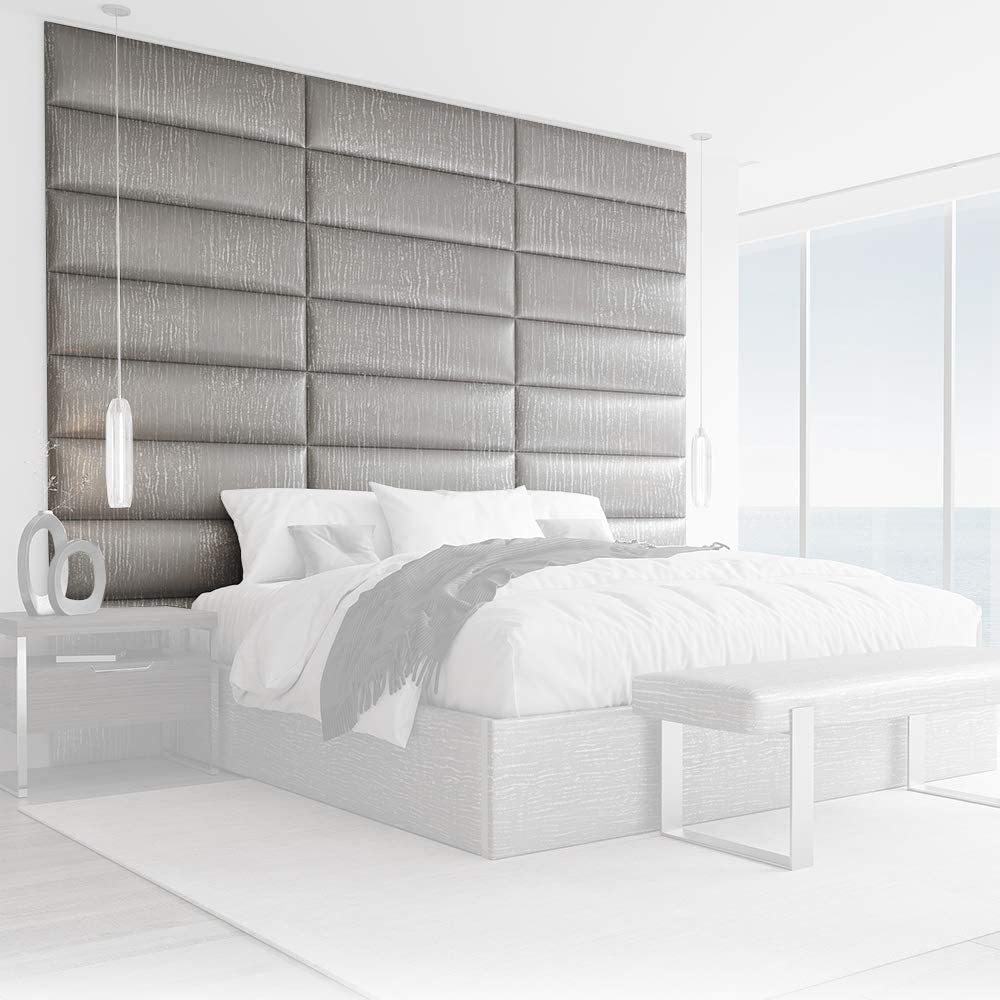 ONKER Upholstered Headboards - Accent Wall Panels - Metallic Silver ...