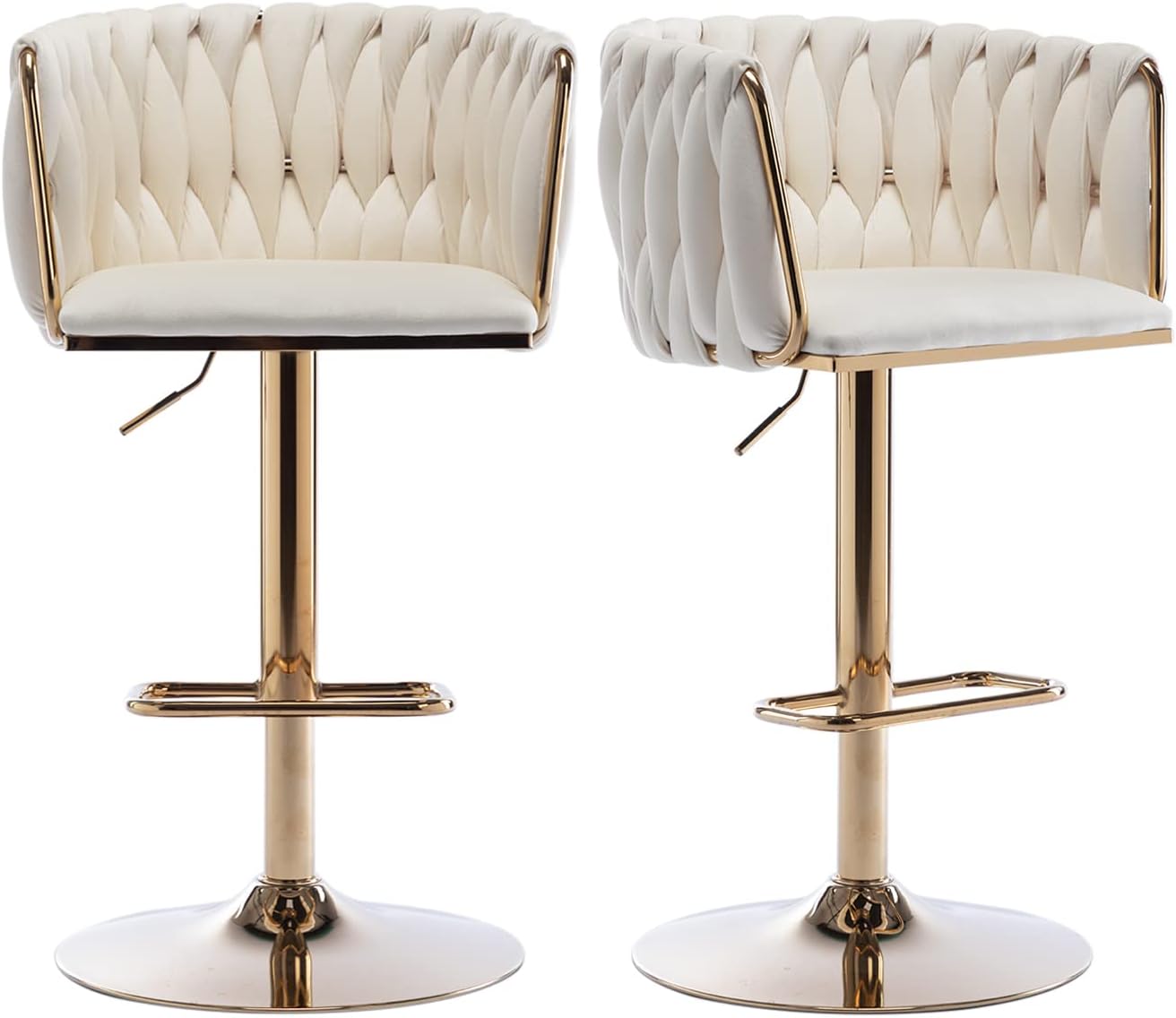 ONKER Velvet Swivel Bar Stools Set of 2, Counter Height Bar Stool with ...