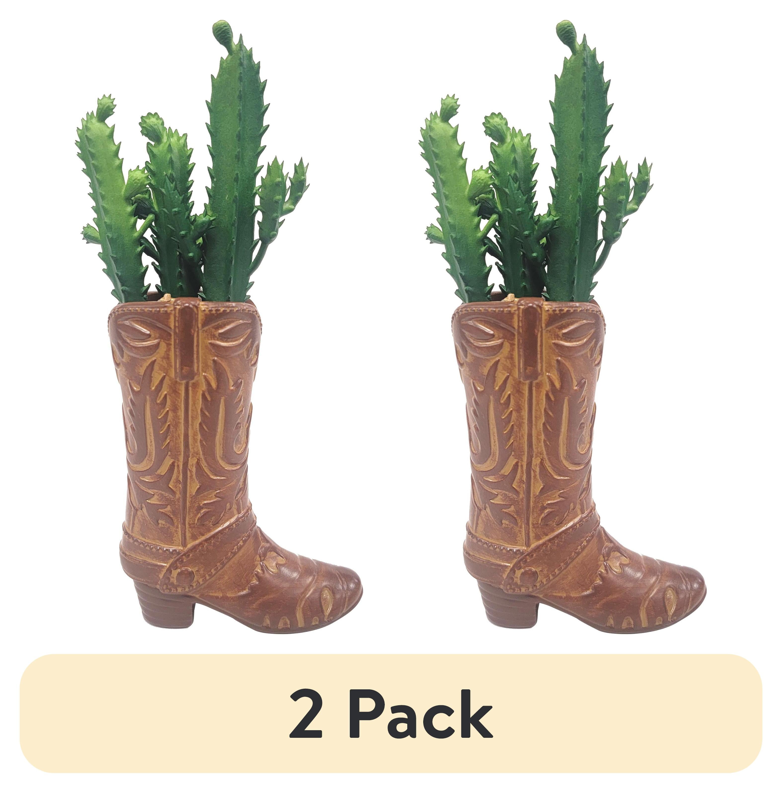(2 pack) ONLINE 7.25" Artificial Cactus Succulent in Brown Ceramic ...