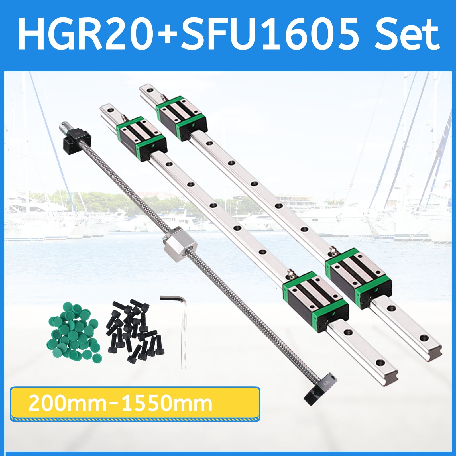 ONLISUM HGR20 Linear Guide Rail Linear Slide Rail with Ballscrew ...