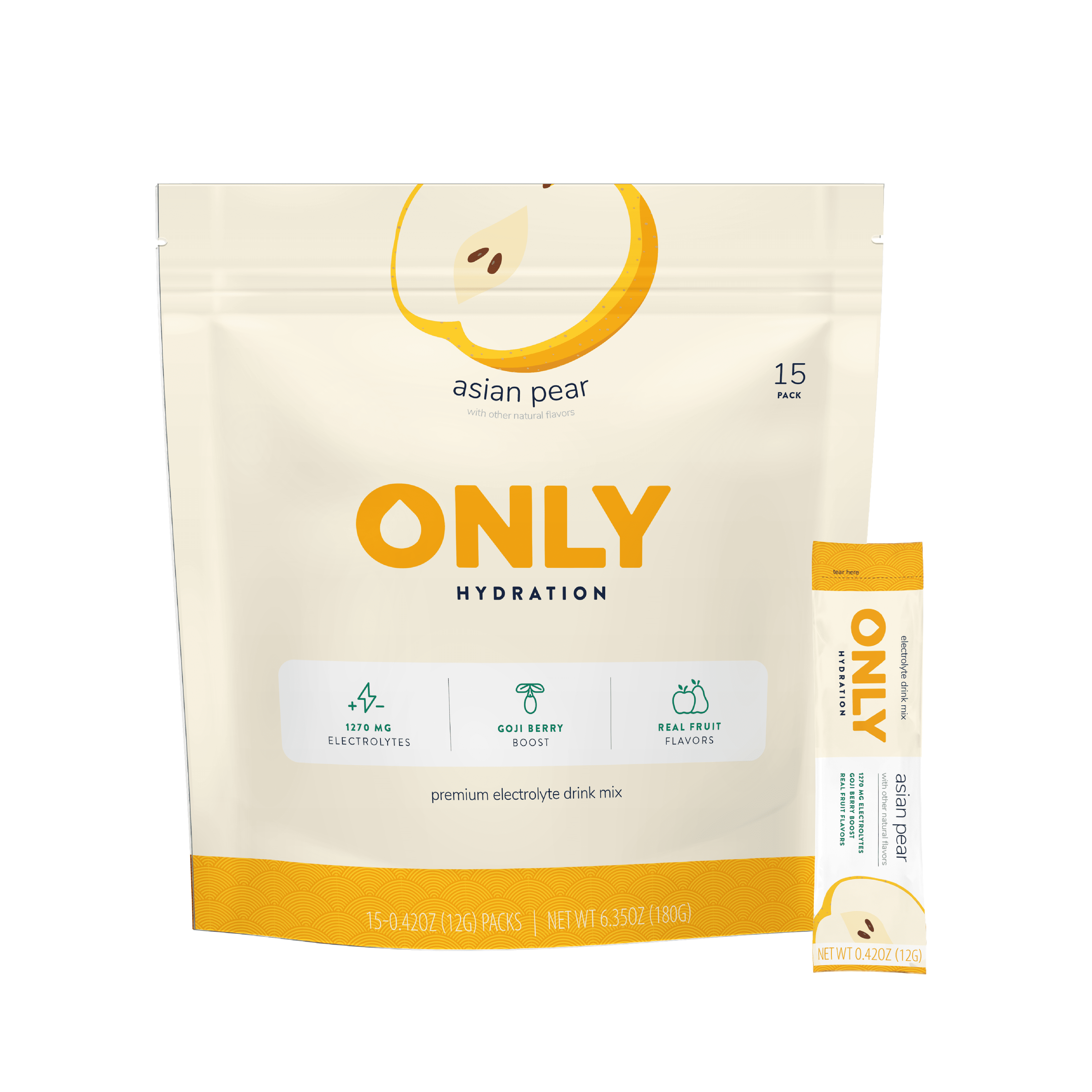 ONLY Hydration Asian Pear Premium Electrolyte Powder Drink Mix Packet ...