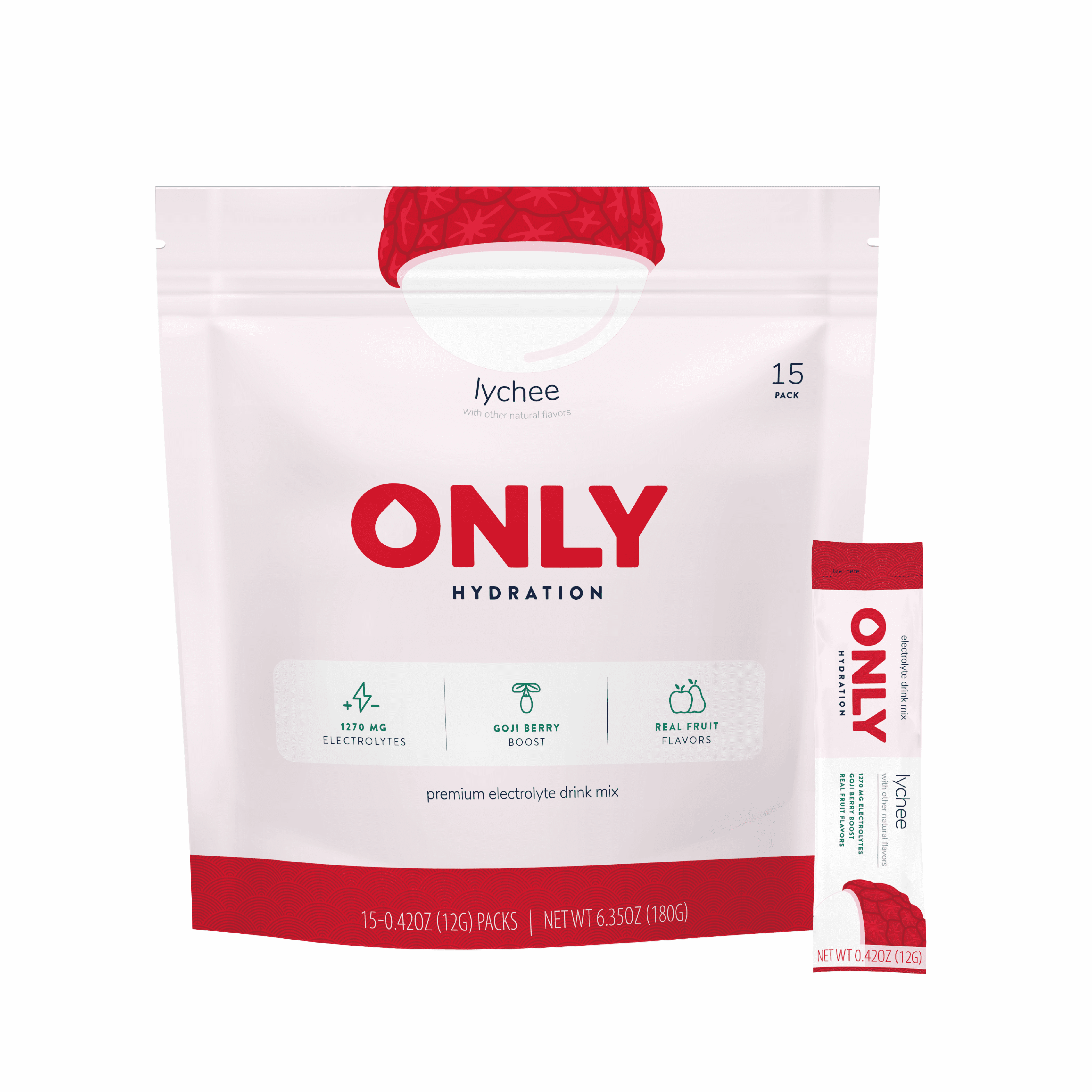 ONLY Hydration Lychee Premium Electrolyte Powder Drink Mix Packet, 15 ...