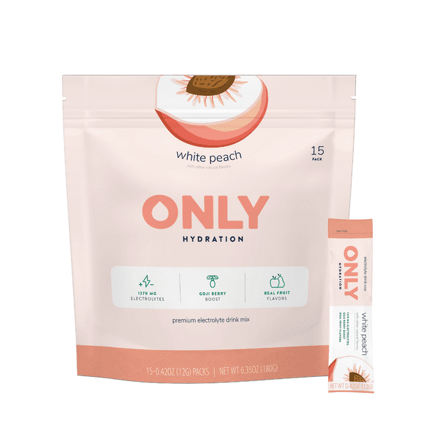 ONLY Hydration White Peach Premium Electrolyte Powder Drink Mix Packet ...