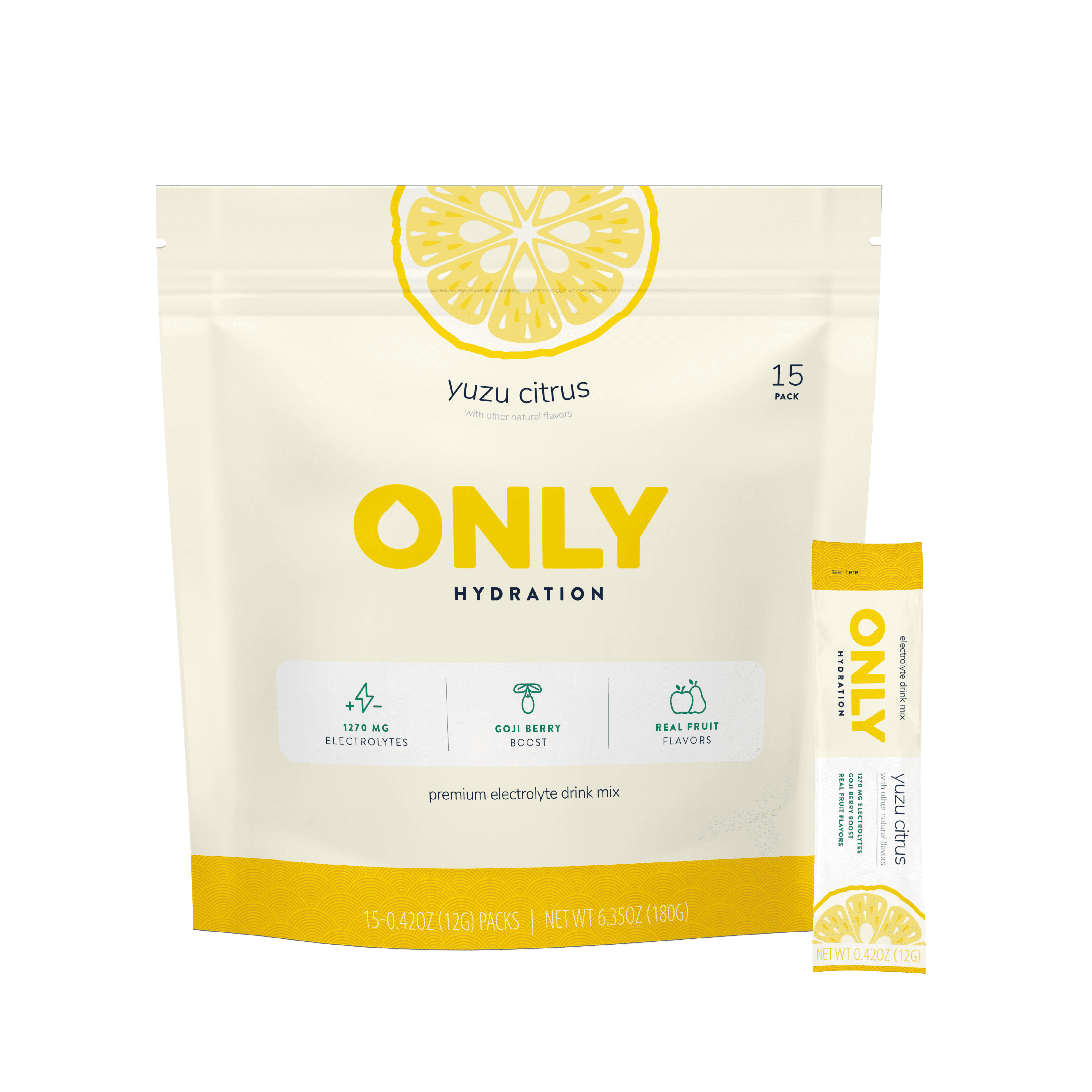 ONLY Hydration Yuzu Citrus Premium Electrolyte Powder Drink Mix Packet ...