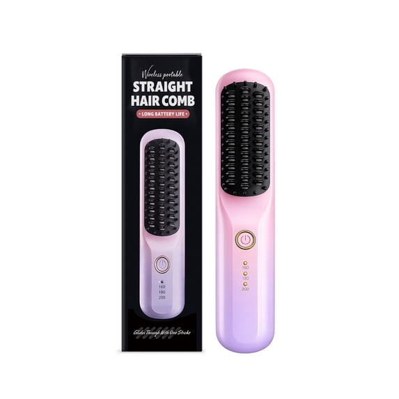 ONLYEOR Gradient Wireless Hair Straightener Brush, Rechargeable Comb ...
