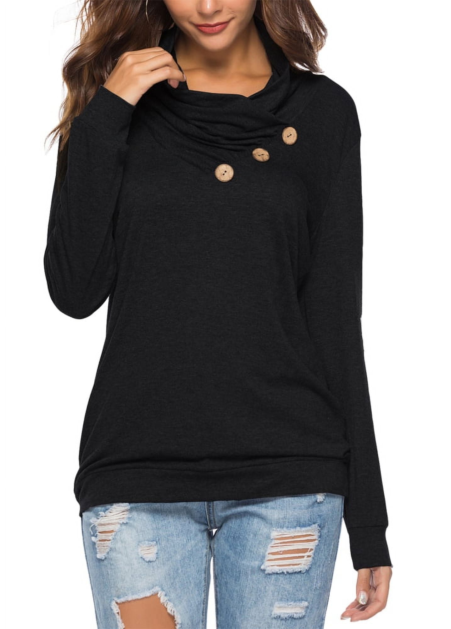 ONLYSHE Long Sleeve Sweatshirts for Women Crewneck Tee Shirts Solid Color Pullover Tunic Tops ...