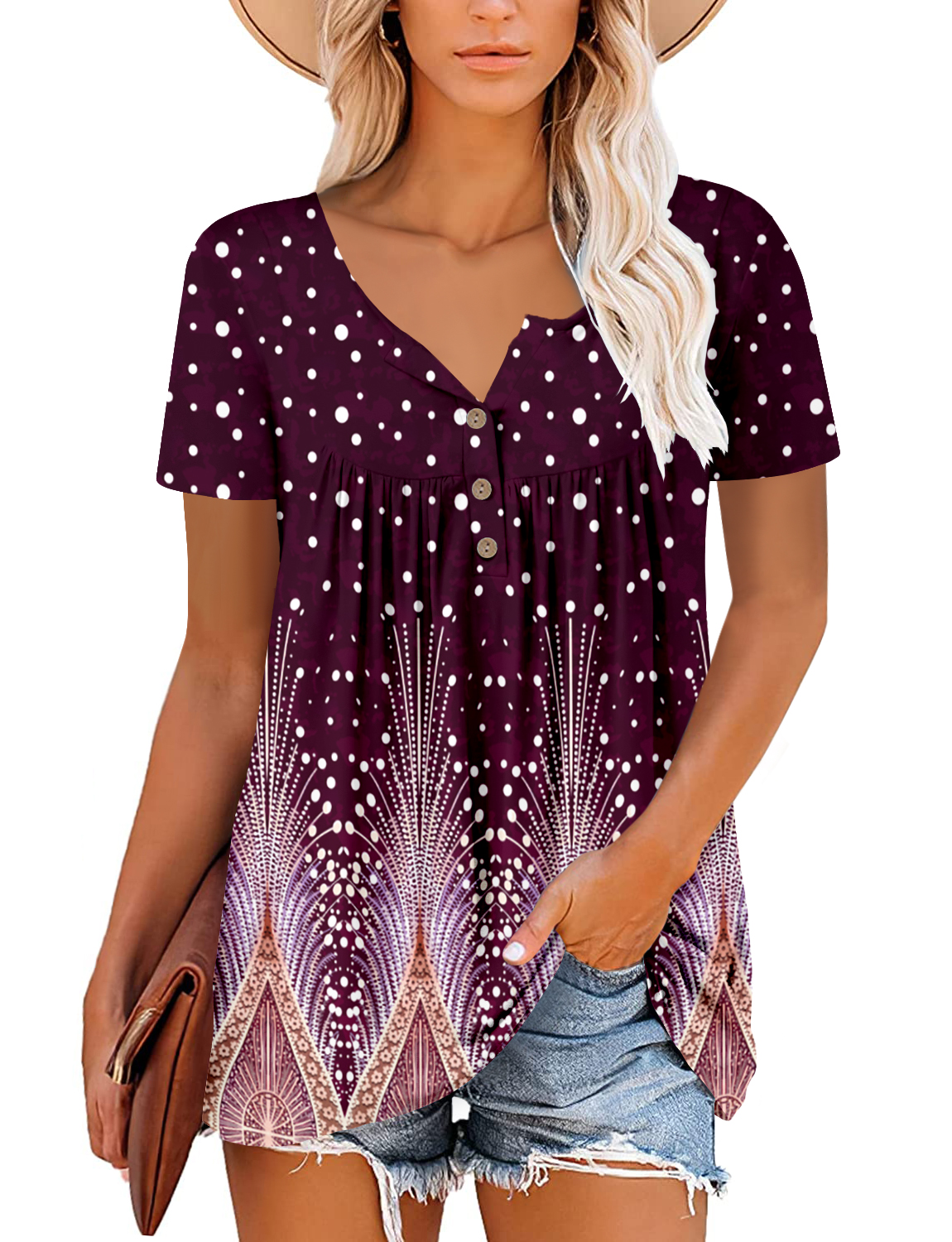 Lookwoild Women Summer Gypsy Baggy Tunic Tops Shirt Long Sleeve Blouse ...