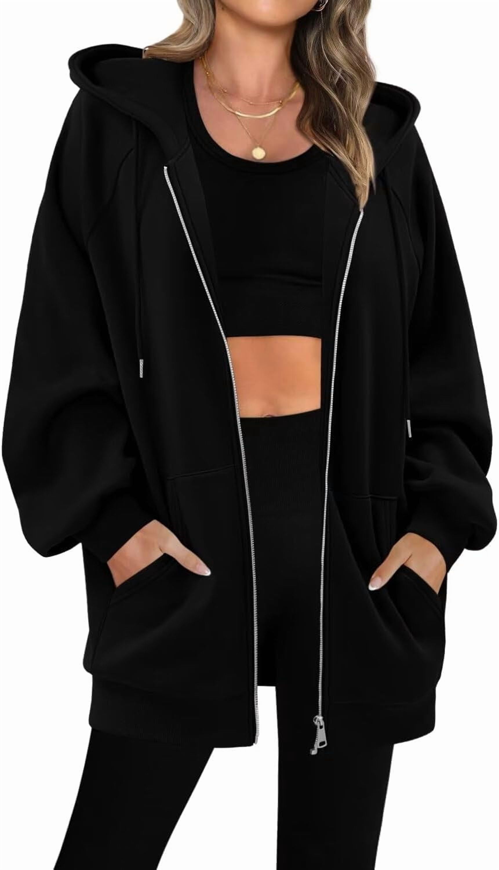 ONLYSHE Women's Zip Up Hoodies Oversized Fleece Long Sleeve Sweatshirts ...