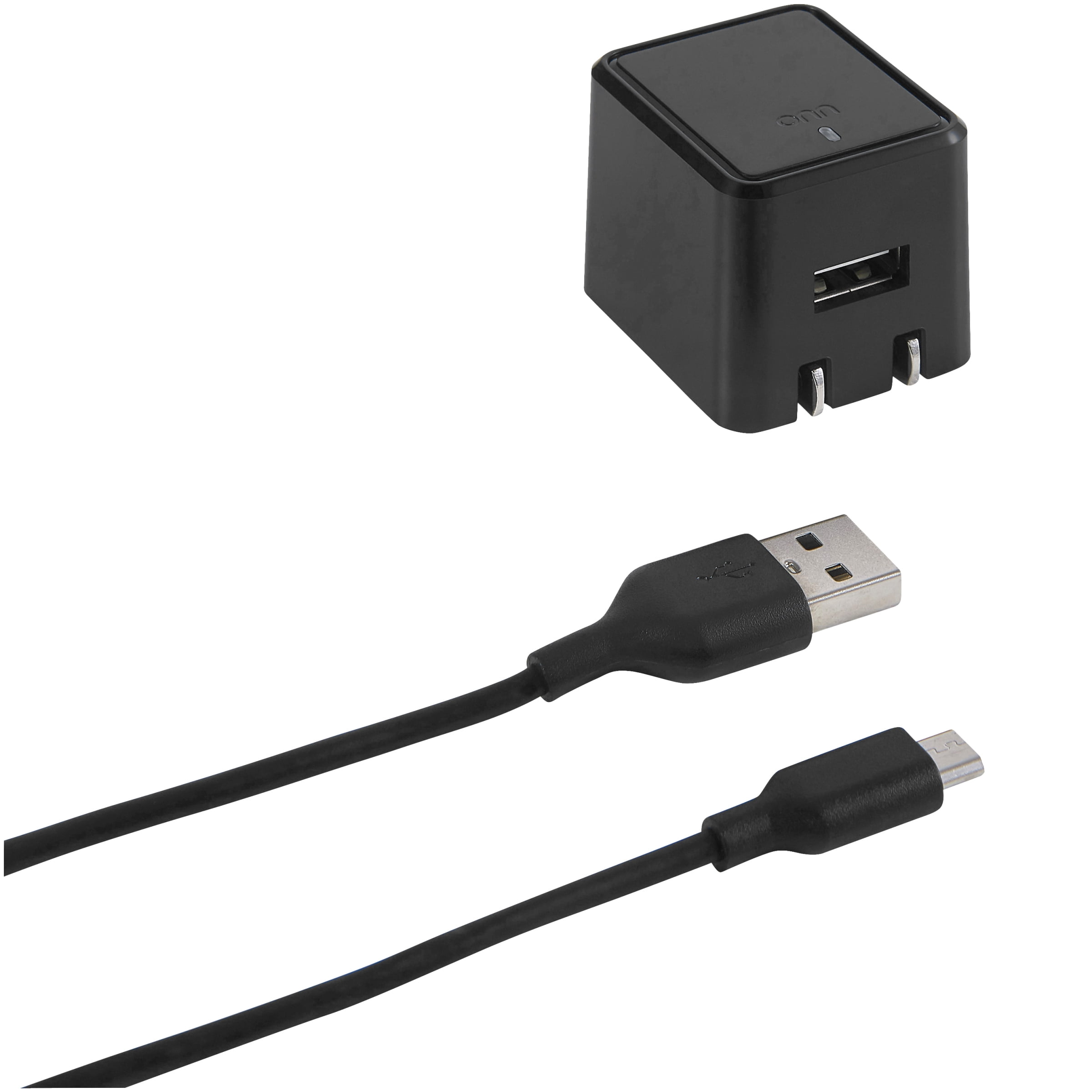 ONN 2.4 amp Wall Charger with Micro USB Sync & Charge Cable, Black ...