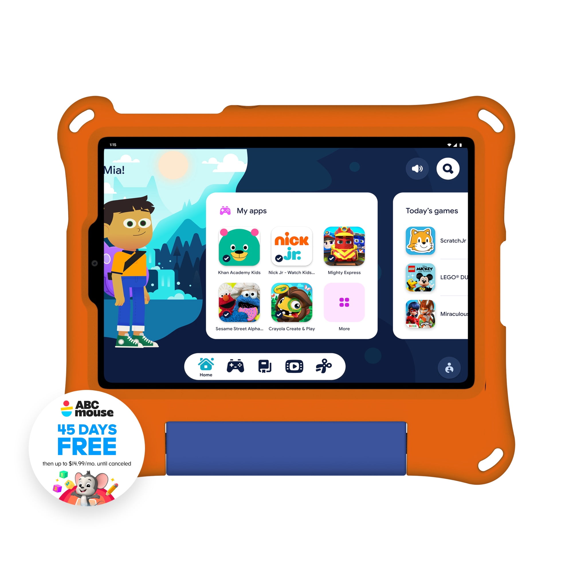 onn 8" Kids Tablet, 64 GB, Android 16, Orange (2026 Model) - Walmart.com