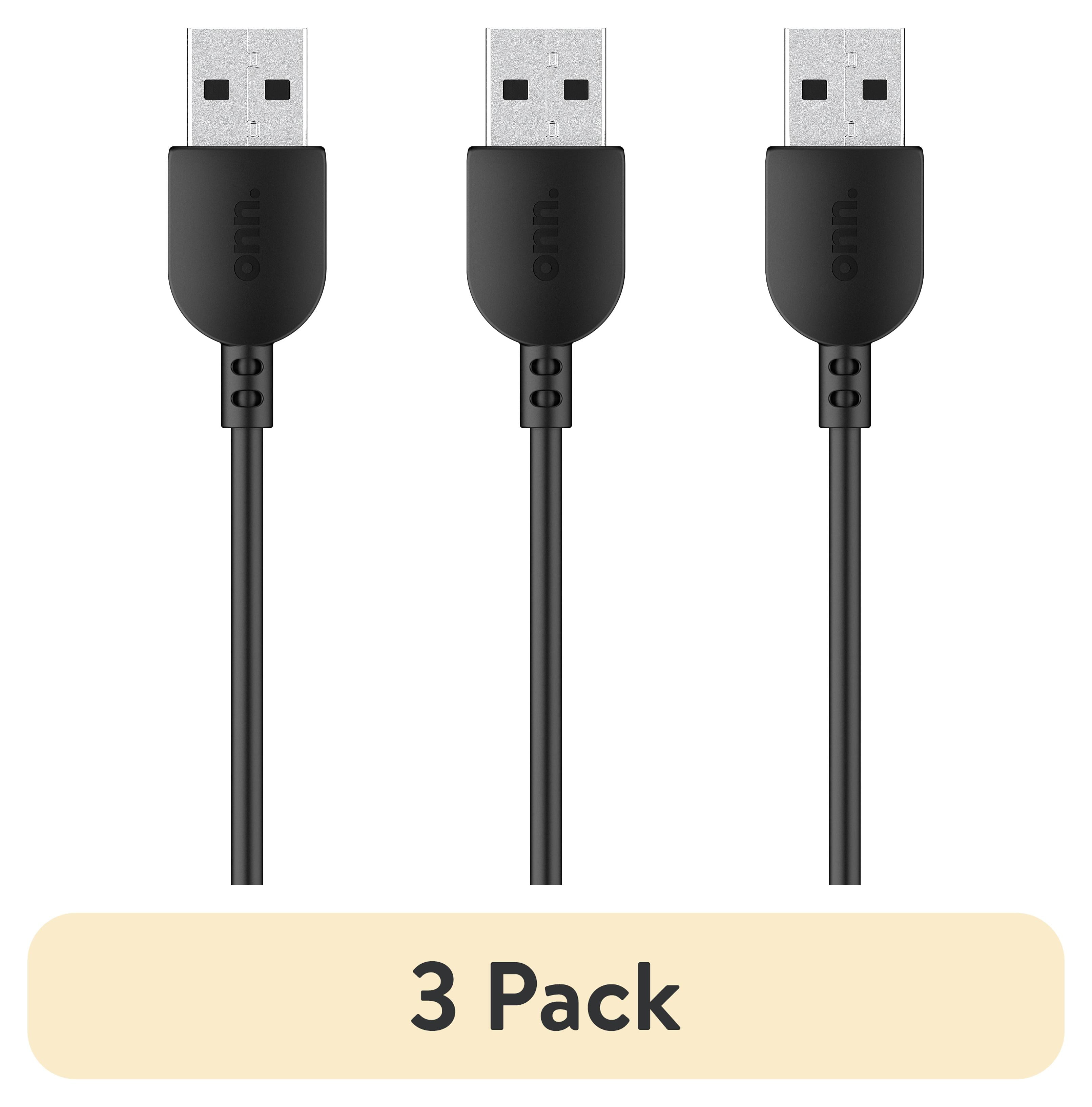 (3 pack) Onn 6ft USB-C to USB-A High-Speed Computer Cable, Black ...