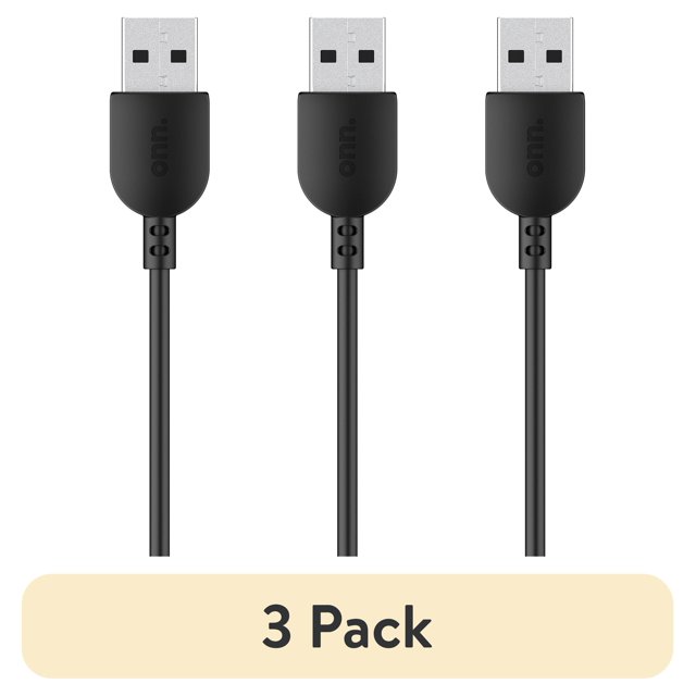 (3 pack) Onn 6ft USB-C to USB-A High-Speed Computer Cable, Black ...