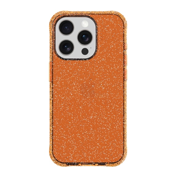 onn Sparkle Phone Case for iPhone 15 Pro - Orange with Gold Glitter ...