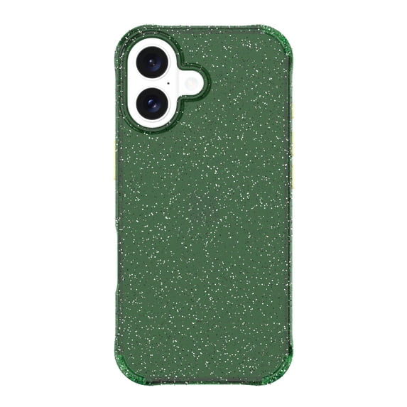 onn Sparkle Phone Case for iPhone 16 - Green with Gold Glitter ...