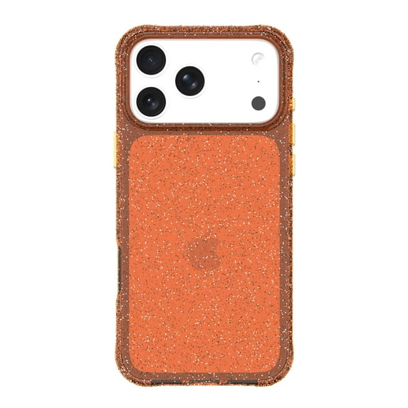 onn Sparkle Phone Case for iPhone 17 Pro Max - Orange with Gold Glitter ...