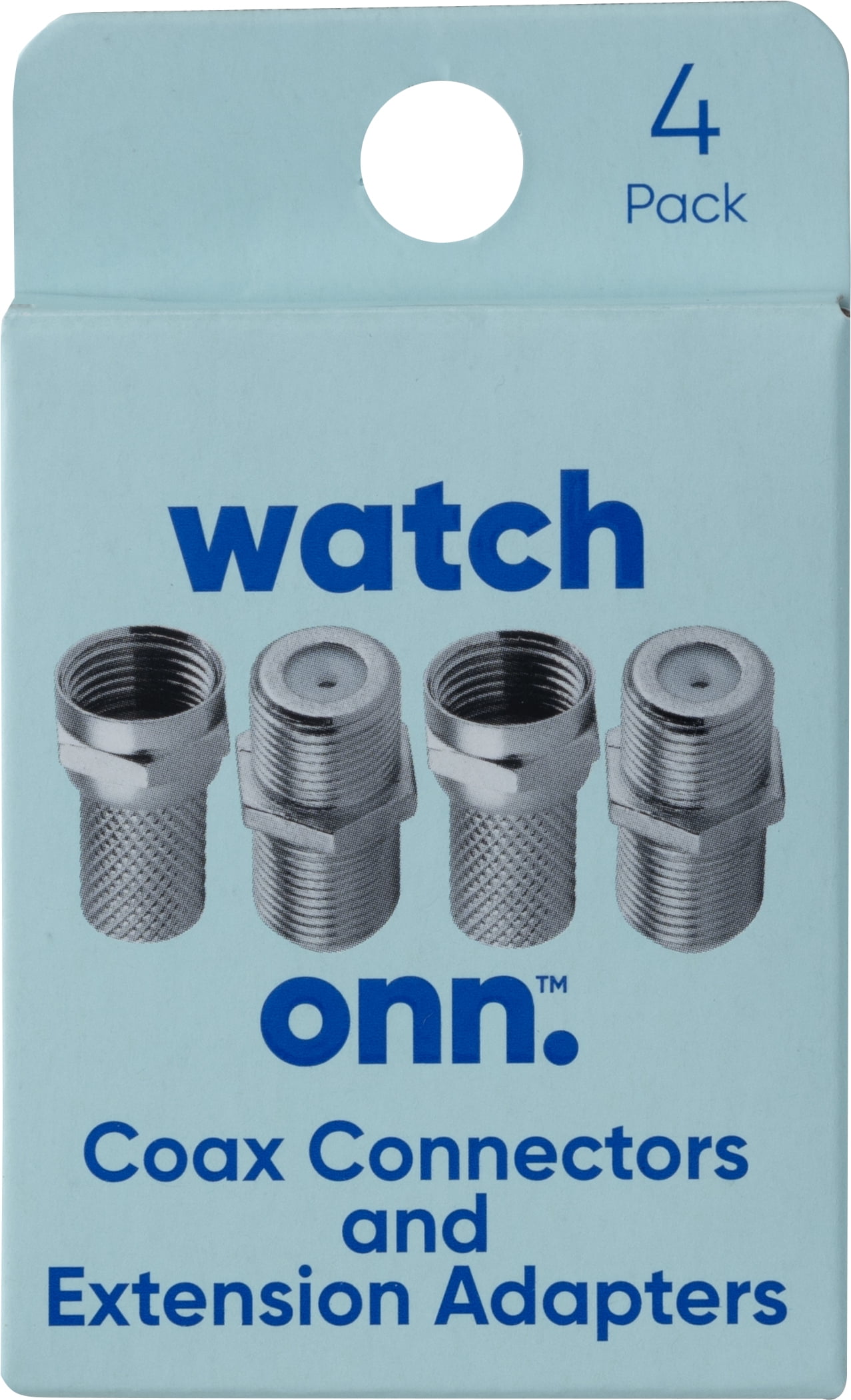 Onn+ Coax Extender and Twist-On Adapter 4pk, F-Type Jacks, Easy ...