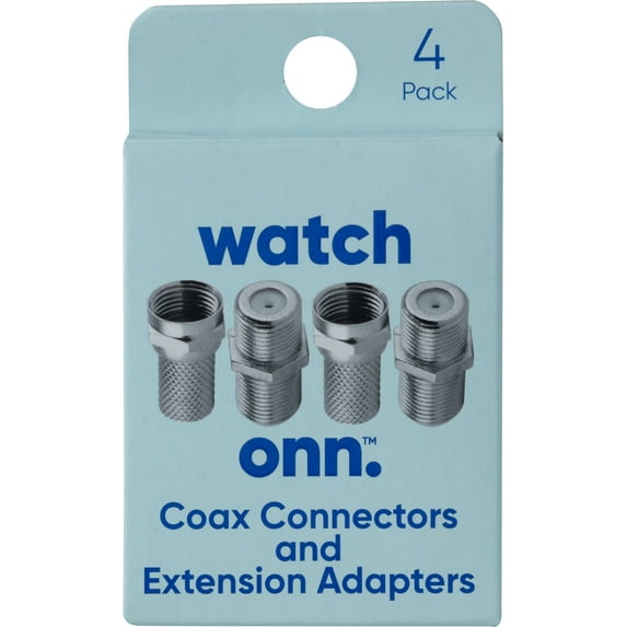 Onn+ Coax Extender and Twist-On Adapter 4pk, F-Type Jacks, Easy ...