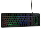 Onn+ Wired LED Gaming Keyboard with Backlit RGB Rainbow Zones, 104-Key ...