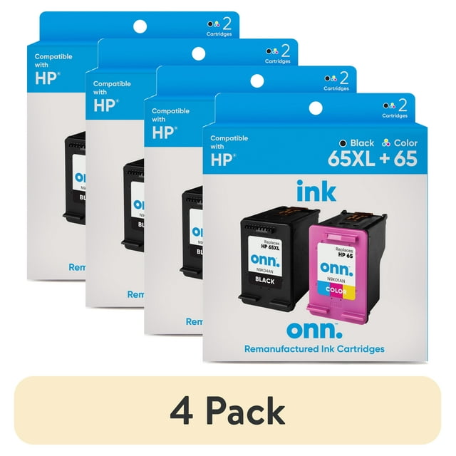 4 Pack Onn Hp 65xl 65 High Yield Black And Tri Color Inkjet Cartridges