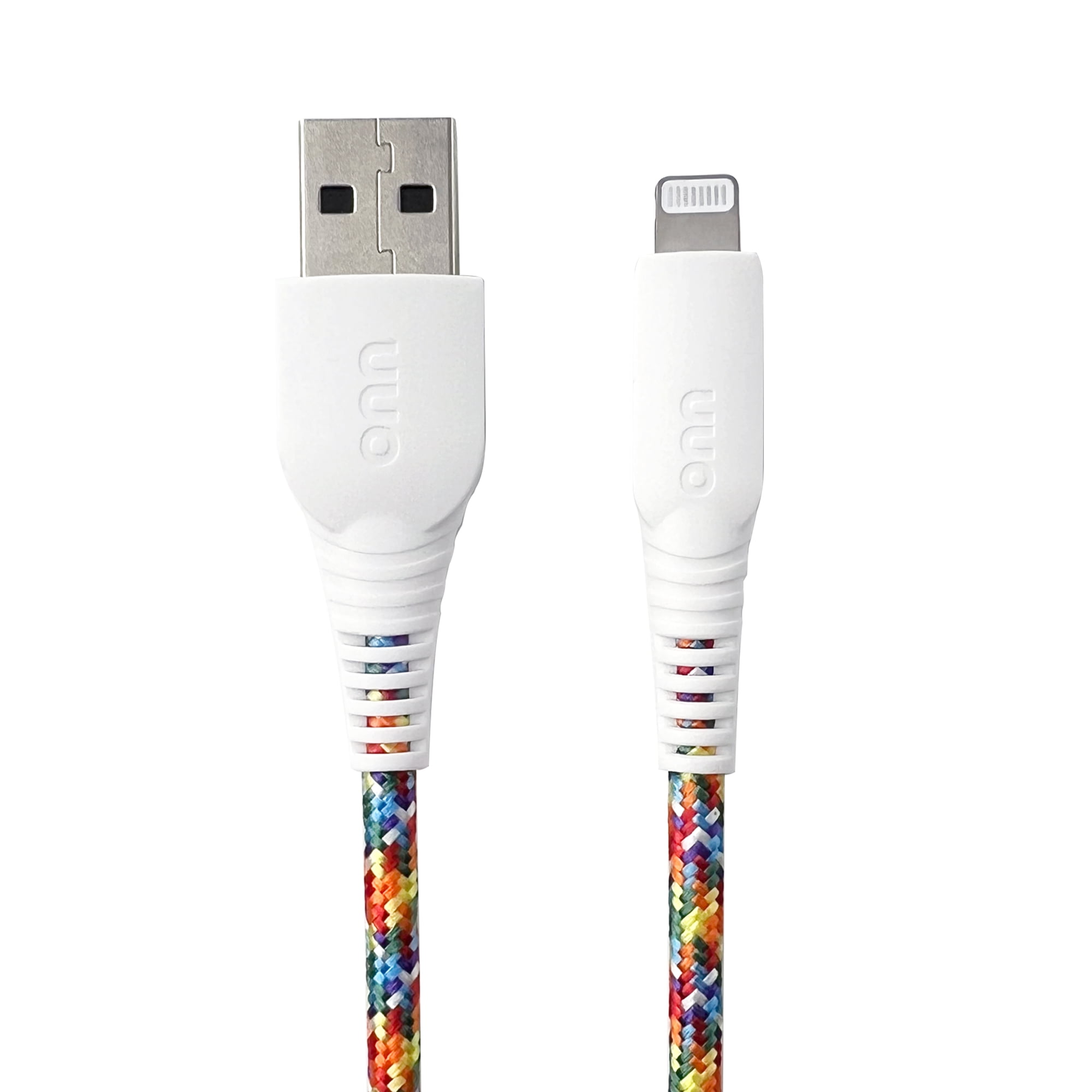 onn 6ft Lighting to USB A Braided Cable, MFI Certified, Rainbow ...
