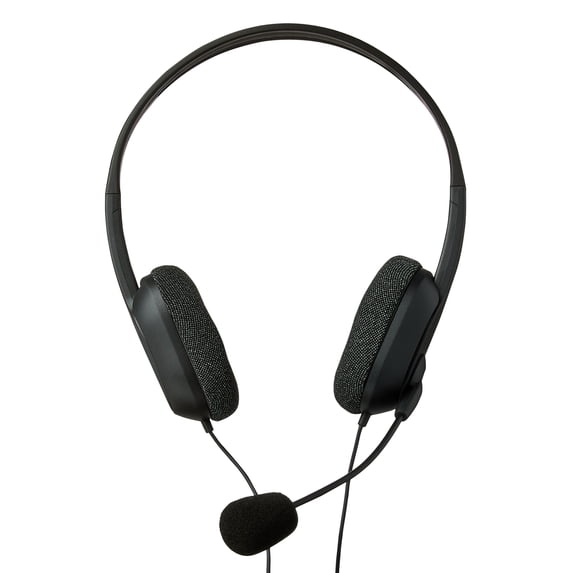 Onn+ 3.5mm AUX Stereo Headset with Microphone Black, Office-Style with ...