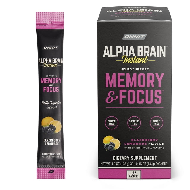 ONNIT Alpha BRAIN Instant Nootropic Brain Blackberry Lemonade Drink Mix ...