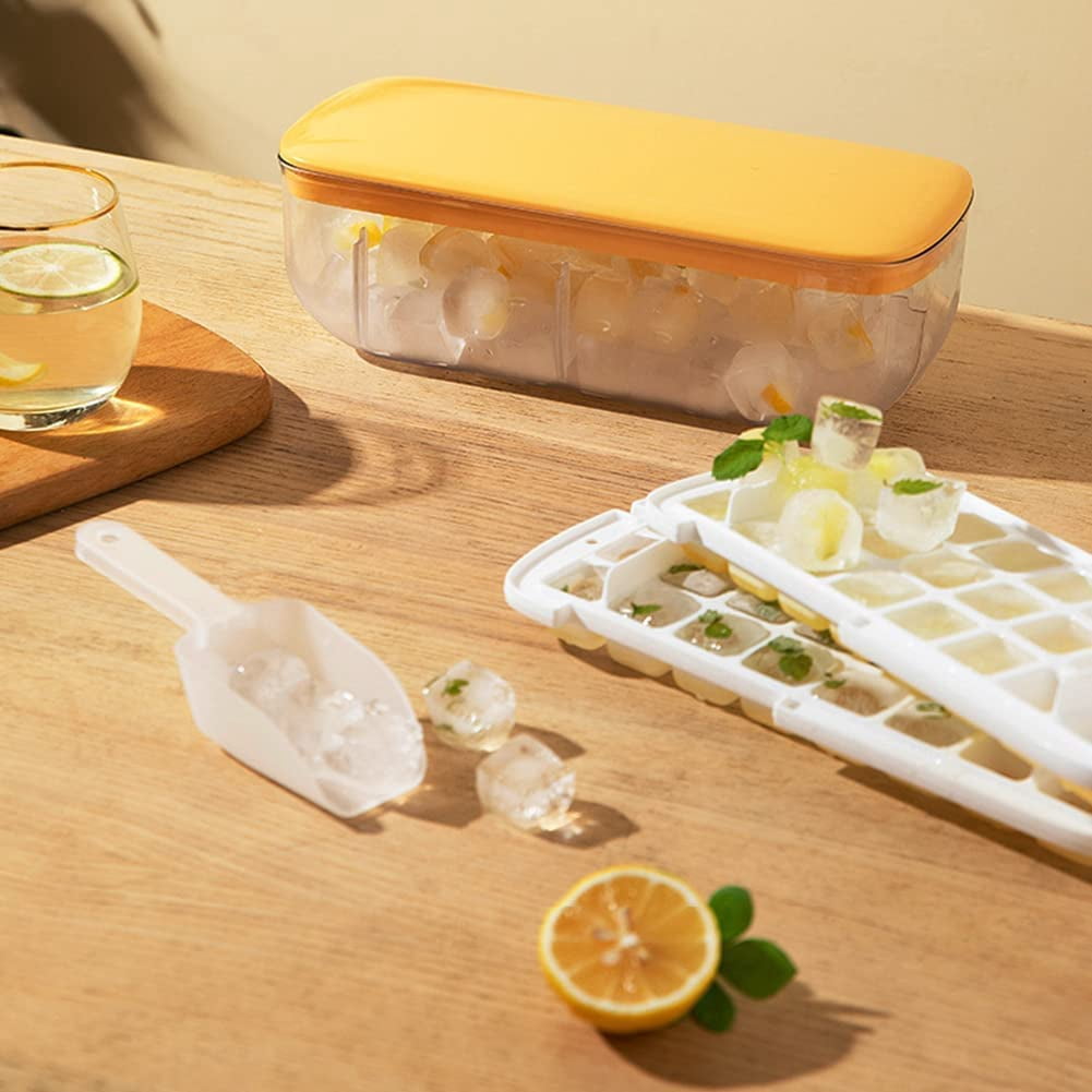 ONPRIX Ice Cube Tray with Lid and Bin for Freezer 48 Nugget Silicone ...