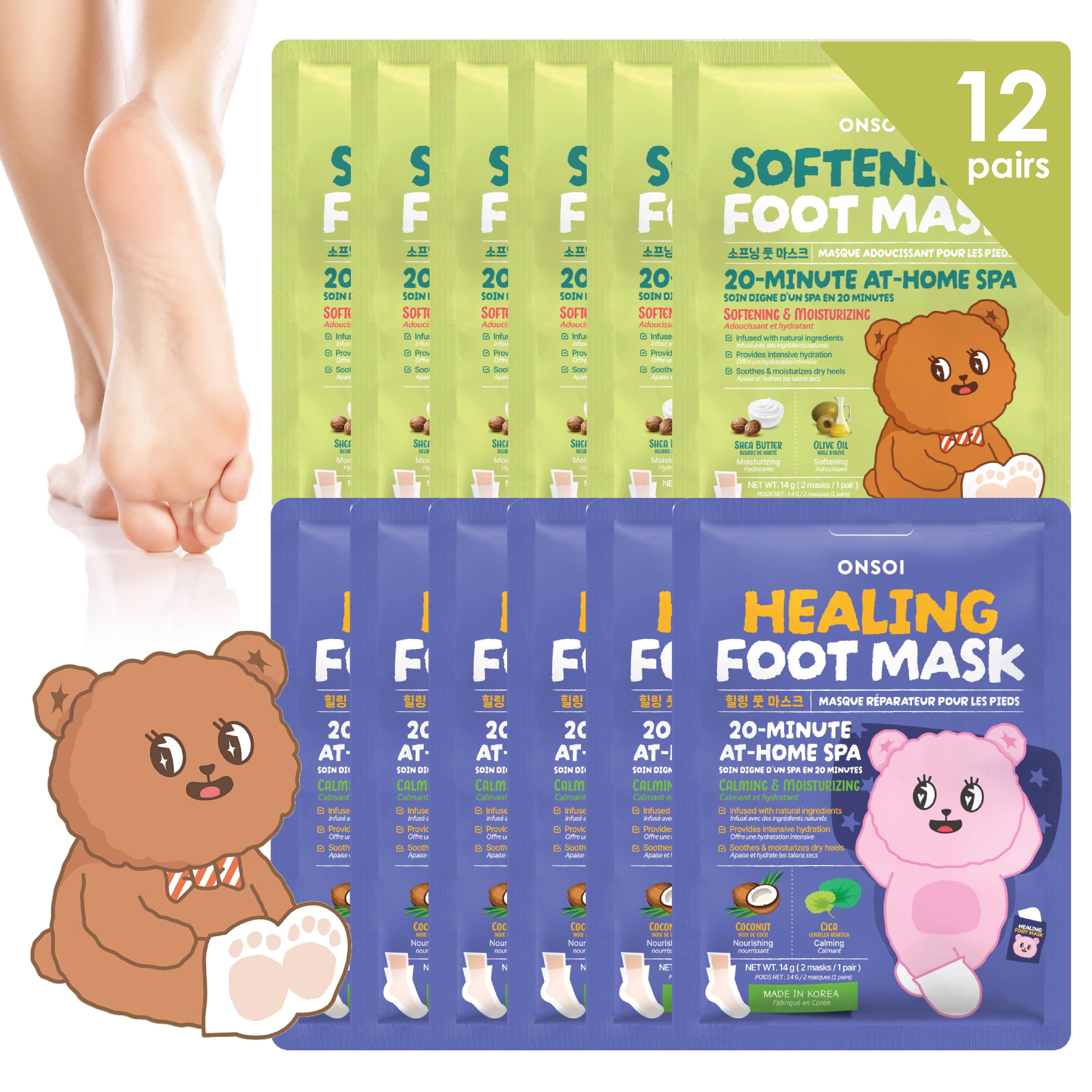 ONSOI 12PK Moisturizing Foot Mask for Dry Cracked Feet, Hydrating ...