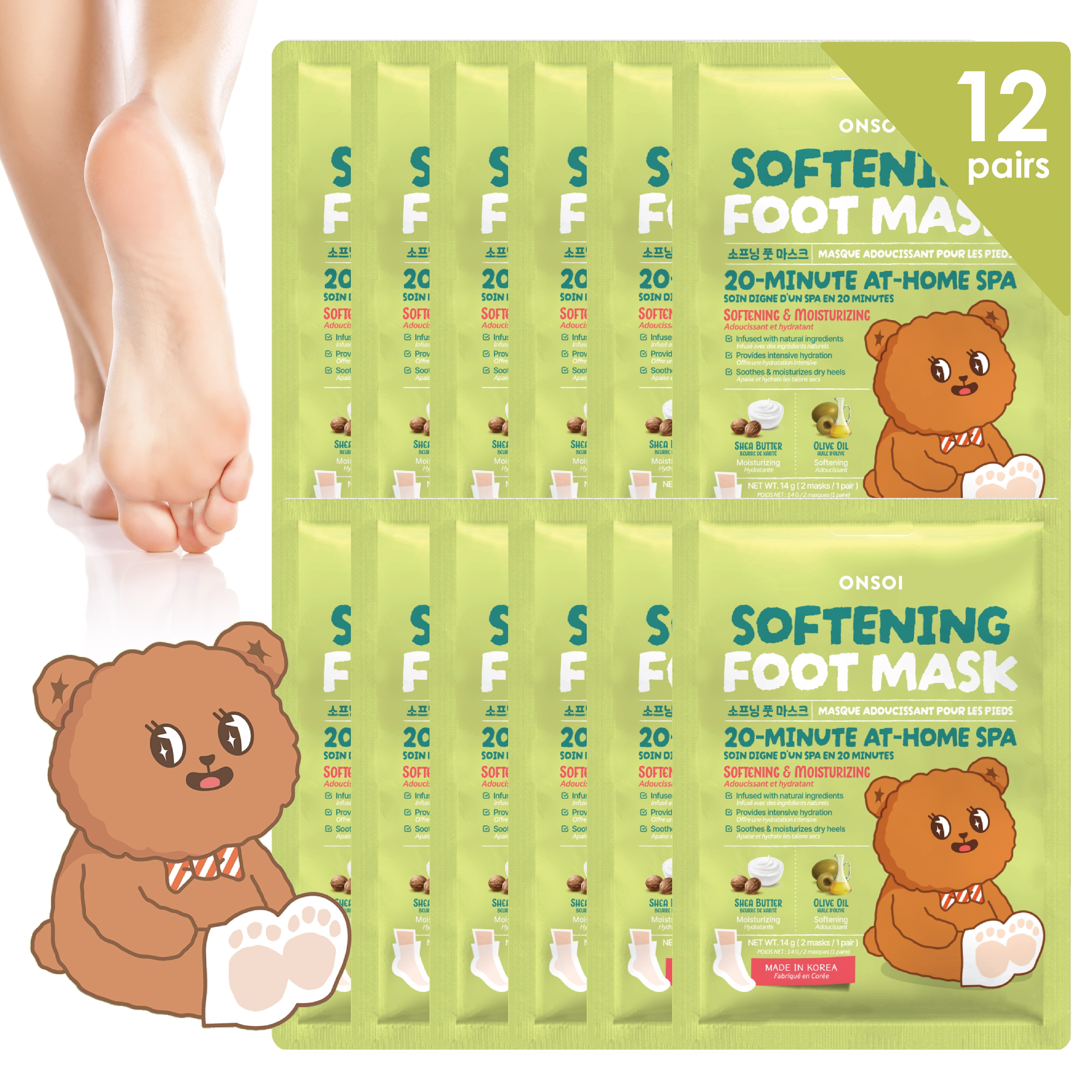 ONSOI 12 Count Detoxifying & Hydrating Foot Mask with Shea Butter for ...