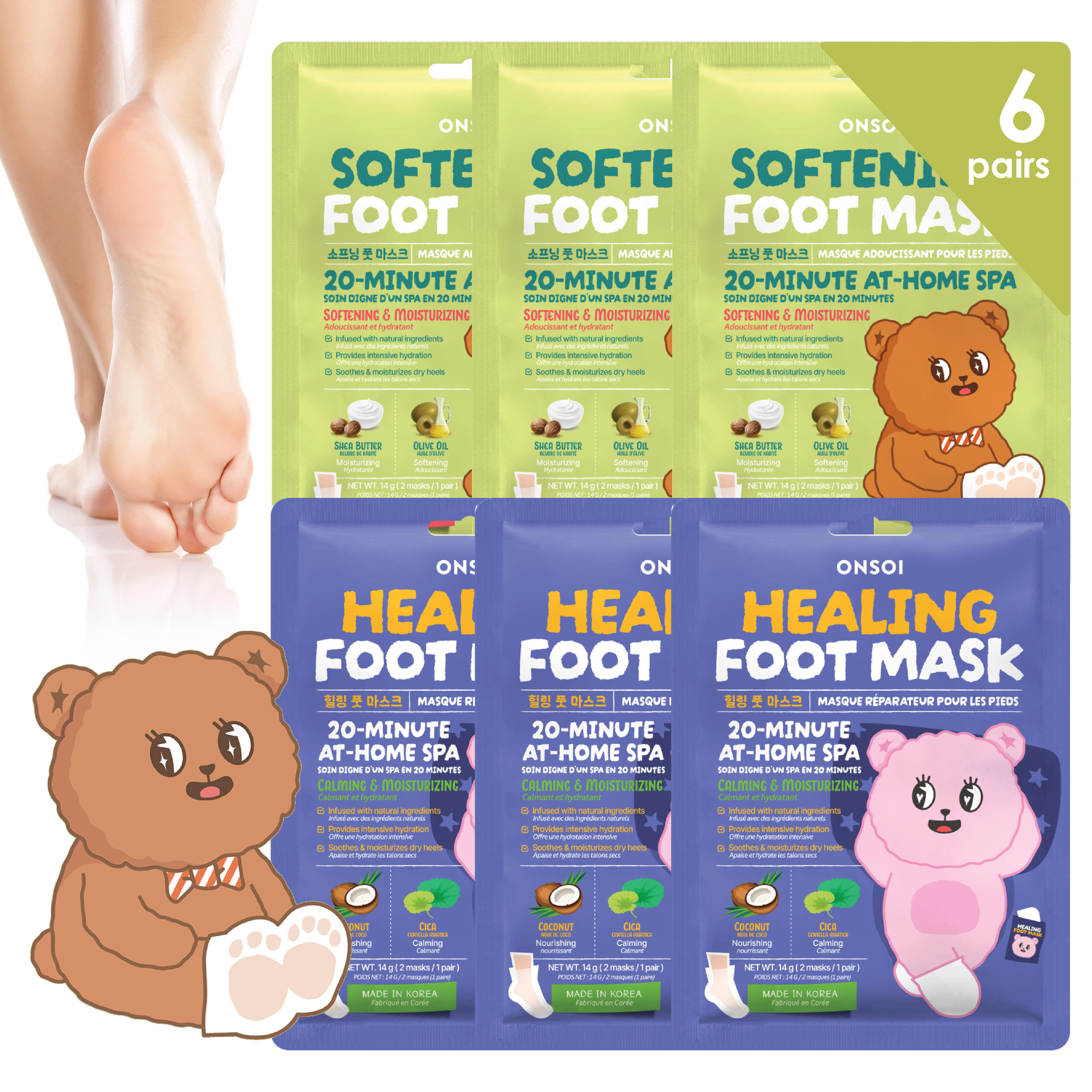ONSOI 6PK Moisturizing Foot Mask for Dry Cracked Feet, Baby Feet Care ...
