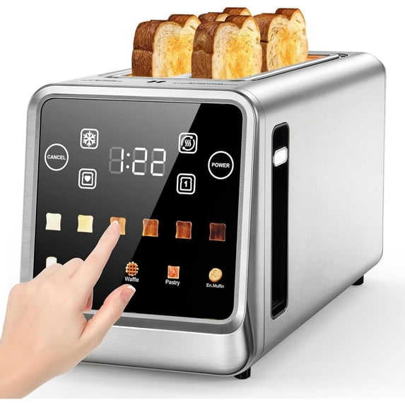 ONSON 1400W 4-Slice Smart Toaster with Digital Touchscreen, Extra-Wide ...
