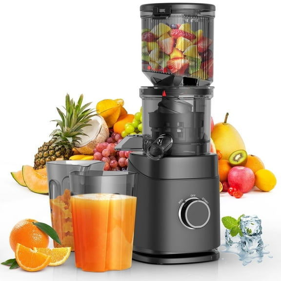 Cold Press Juicer, 5.12" Wide Feed Chute Juice Extractor Machine, Slow ...