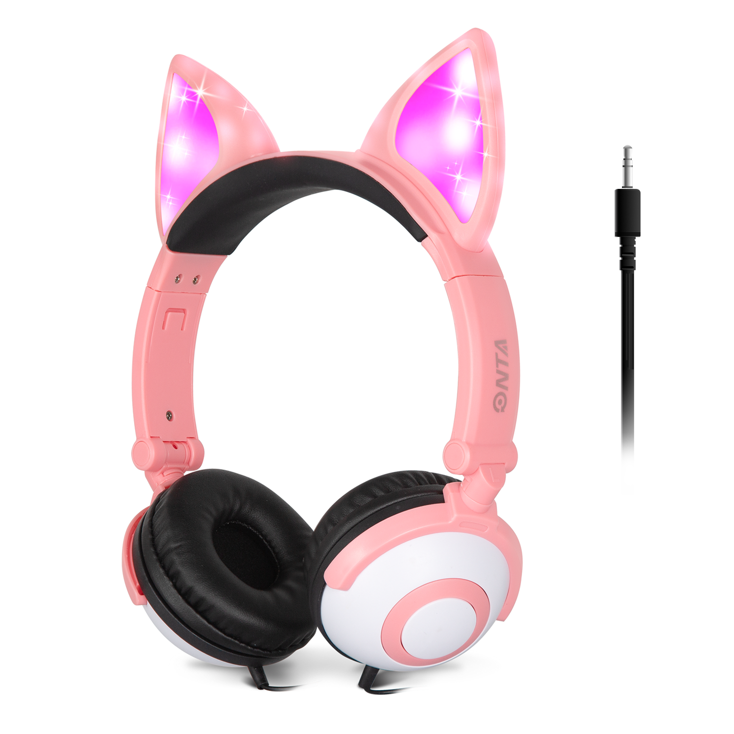 TechComm K7 LED Headphones with Pointy Cat Ears and Spare Battery ...