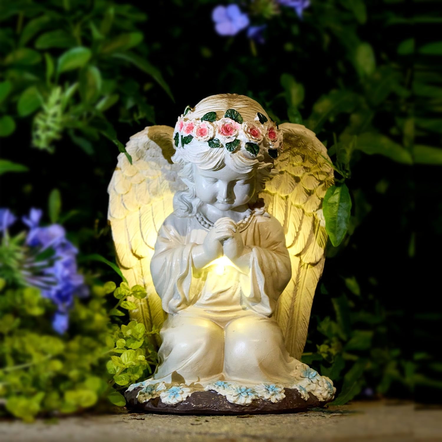 ONTALA Solar Fairy Garden Decor for Outside Prayed Angel Sculptures ...