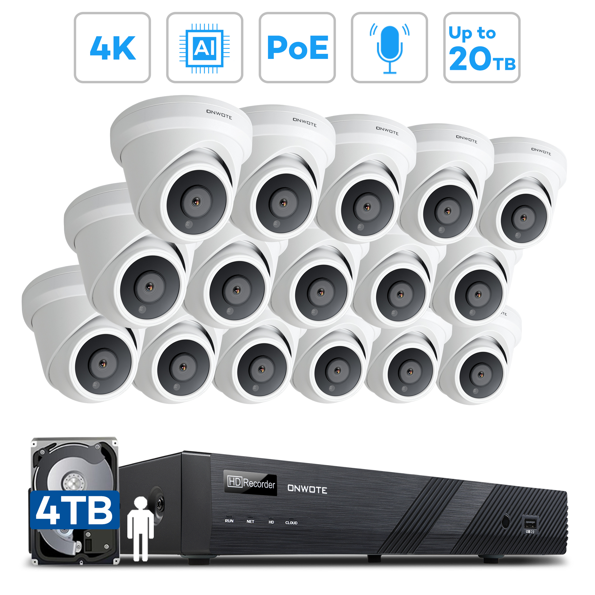 Wi-Fi IP Plug In 4K HD Deterrence Camera with 2-Way Audio and Audio ...