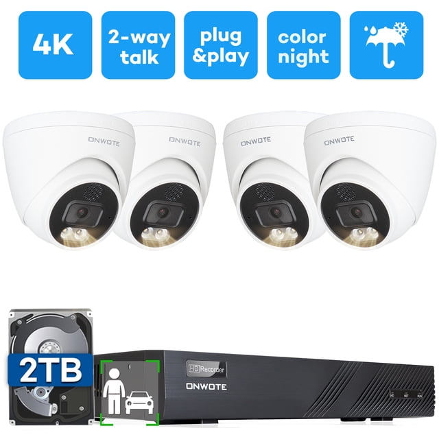 ONWOTE 4K PoE Security System, 2 Way Audio, AI Detection, Night Vision ...