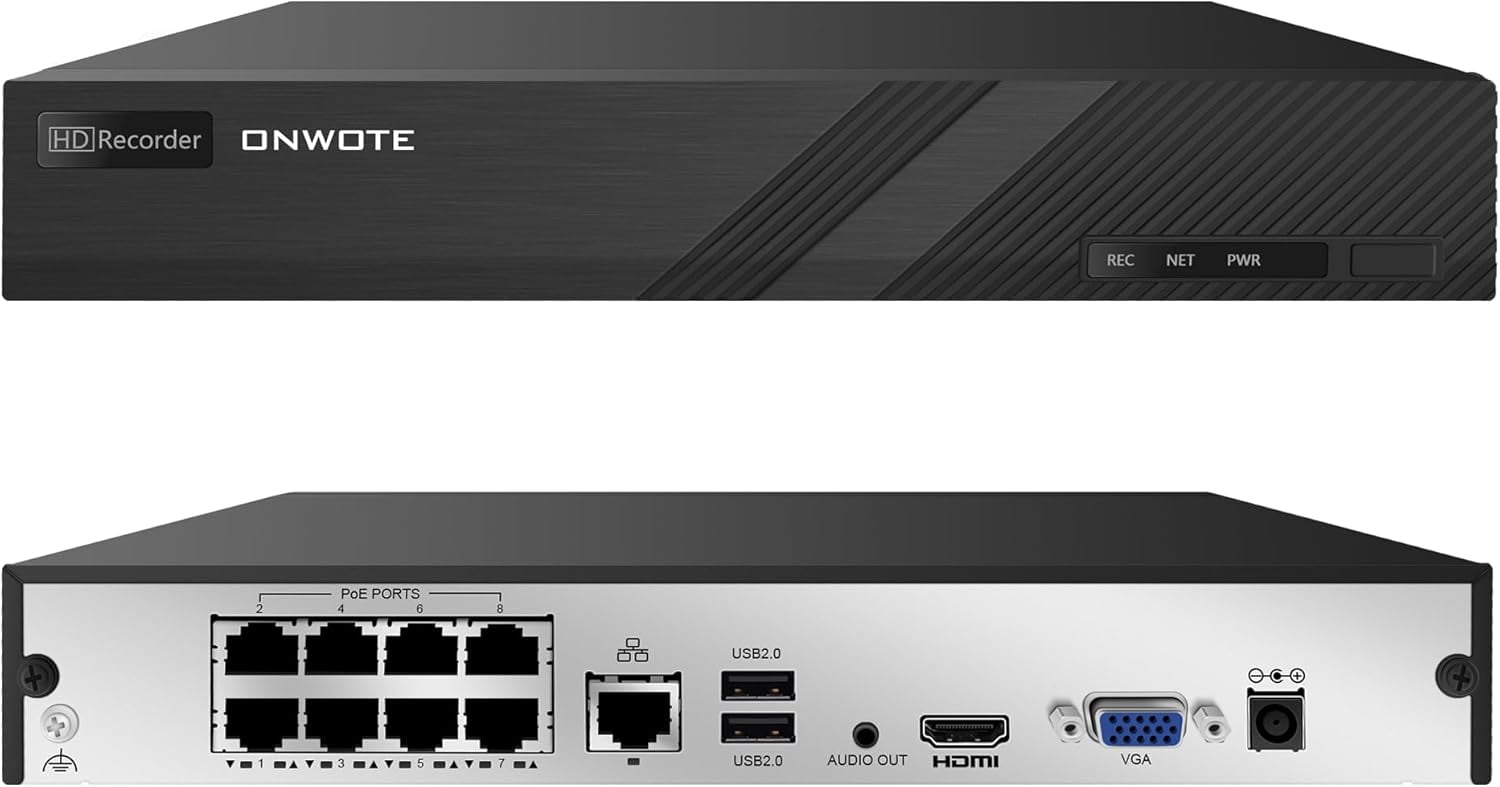 ONWOTE 8 Channel 4K 8MP HD PoE IP Security NVR Video Audio Recorder ...