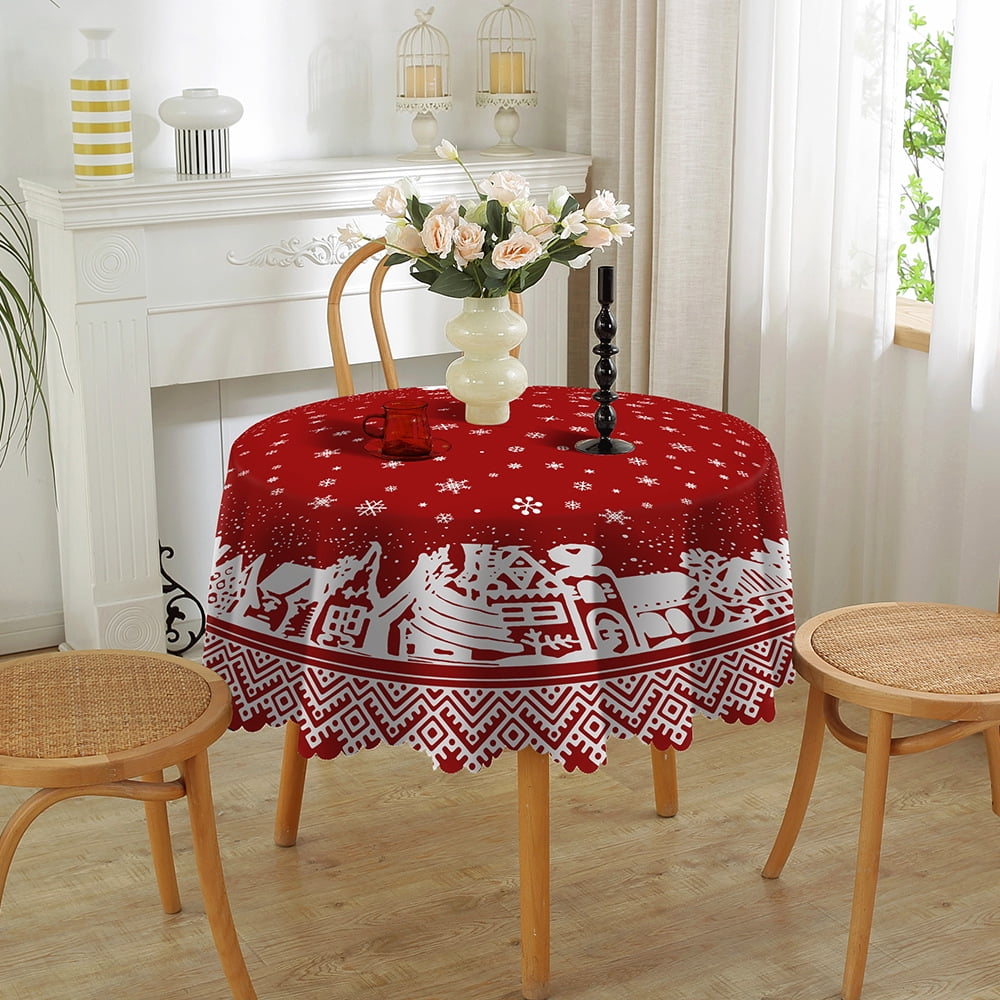 ONXE Round Christmas Tablecloth - Xmas Table Cloth Waterproof and ...