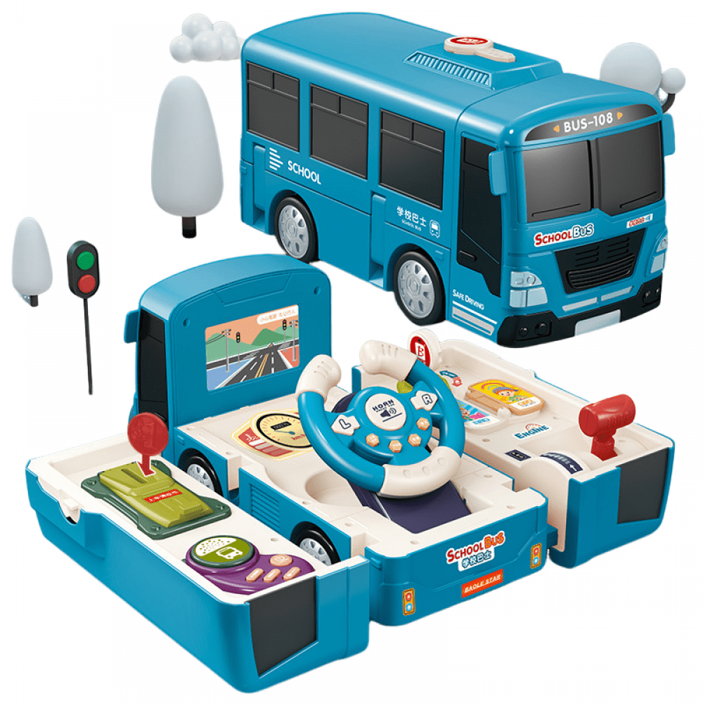 ONXE School Bus Toys, Bus Toys with Sounds and Lights, Push Pull Toy ...