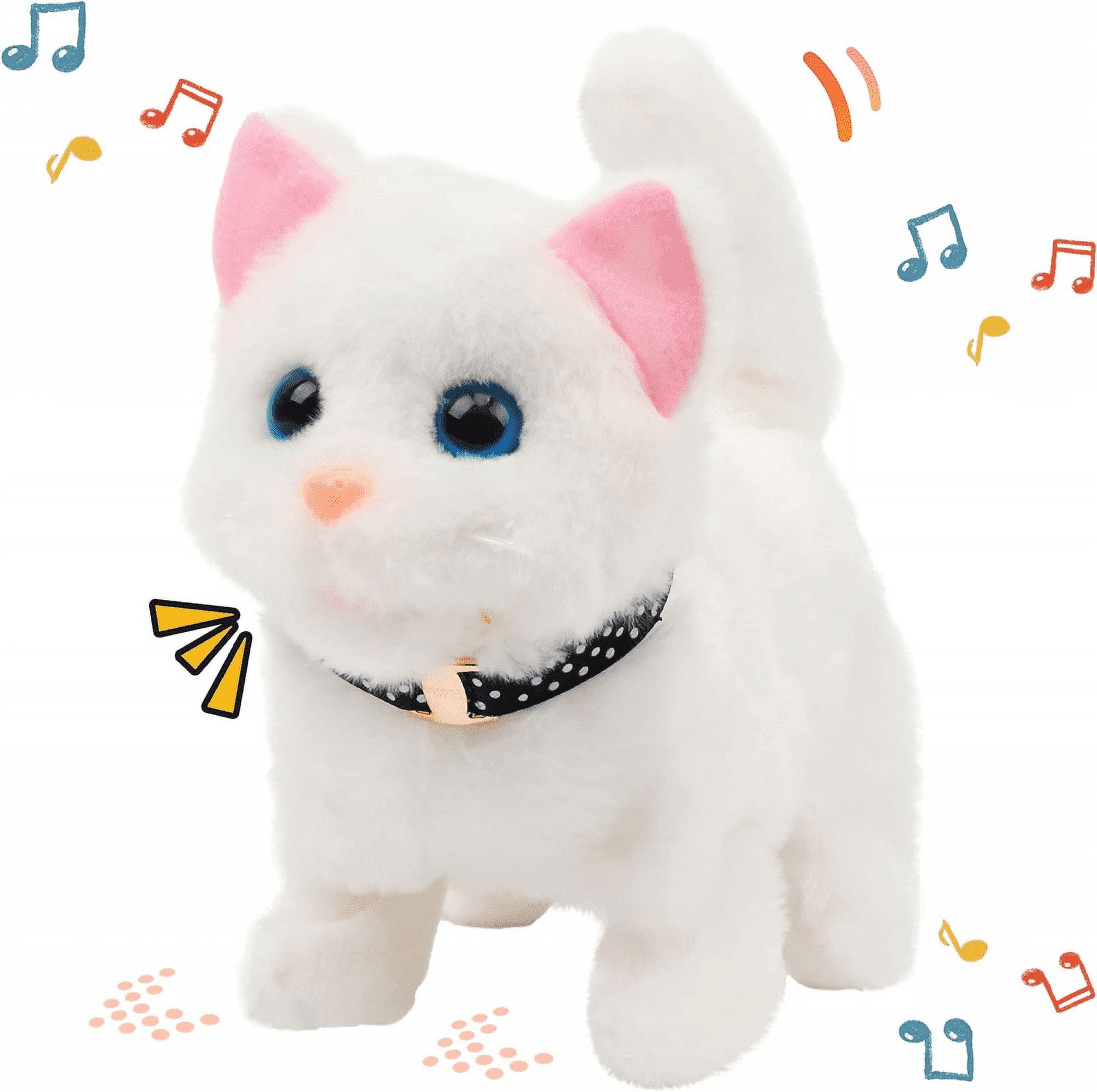 ONXE Electric Interactive Cat Plush Toy, Meowing, Tail Wagging, Head ...
