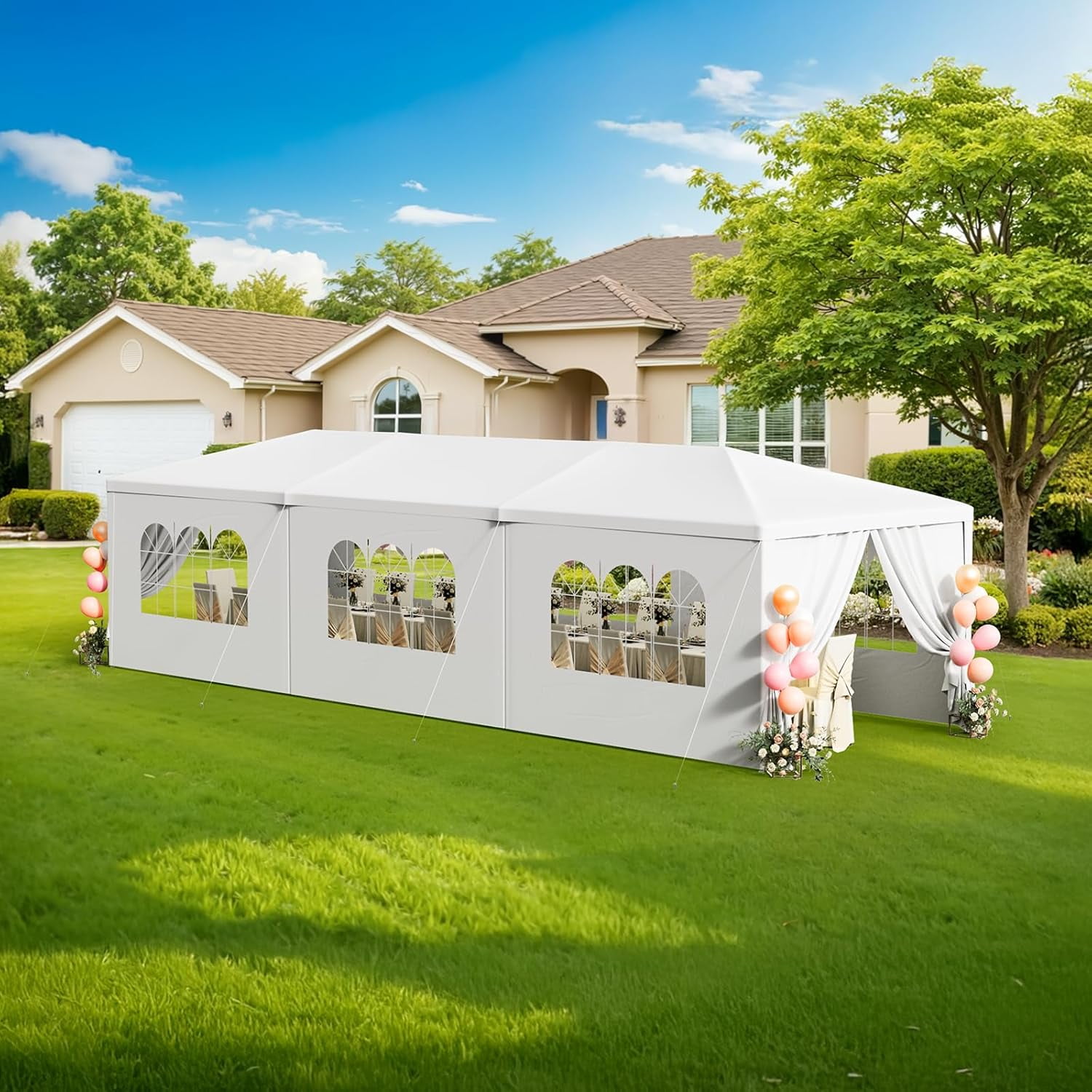 ONZA 10x30 Outdoor Canopy Tent with 8 Removable Sidewalls, Heavy Duty ...