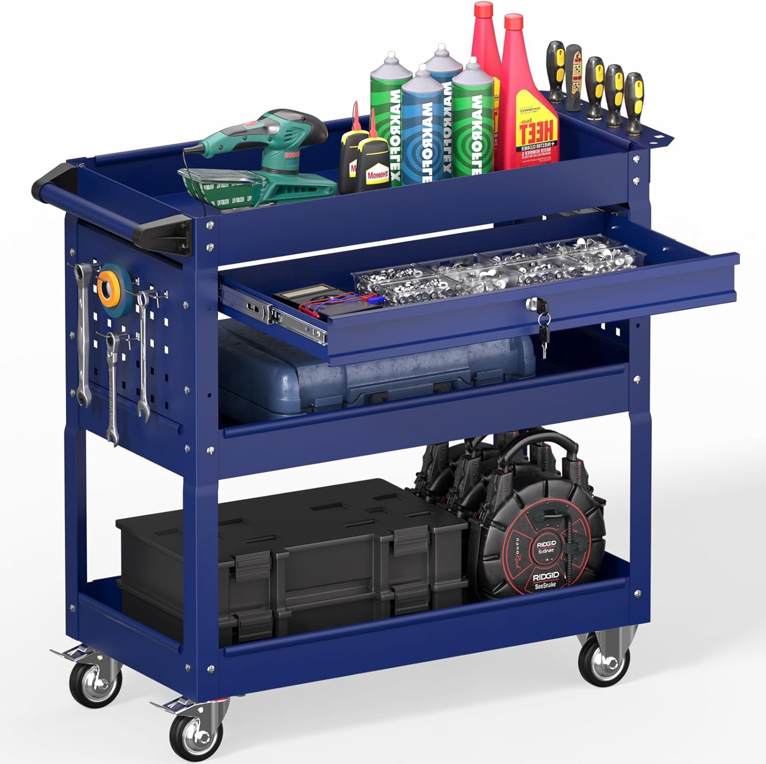 ONZA 3 Tier Rolling Tool Cart on Wheels, Heavy Duty Service Cart ...