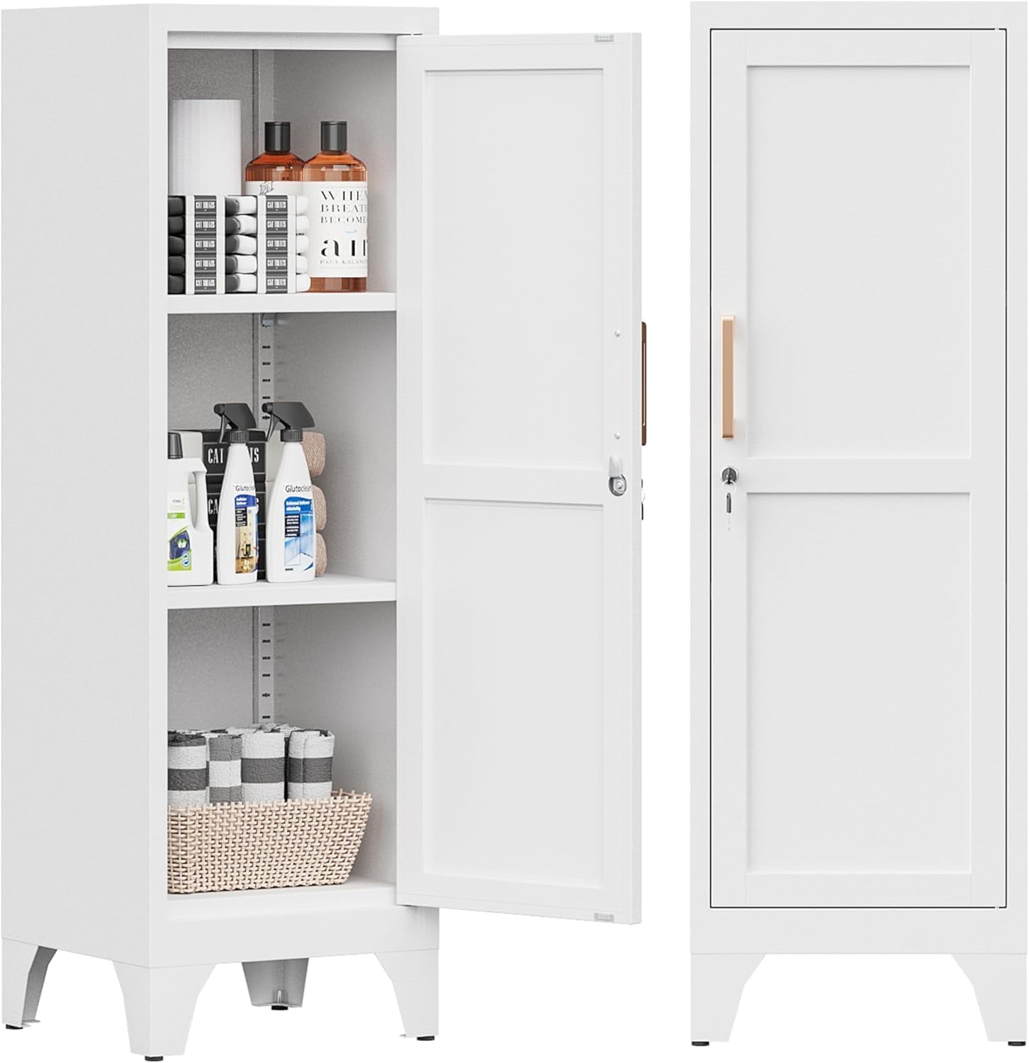 ONZA 46.06'' Farmhouse Metal Storage Locker with Bathroom Storage ...