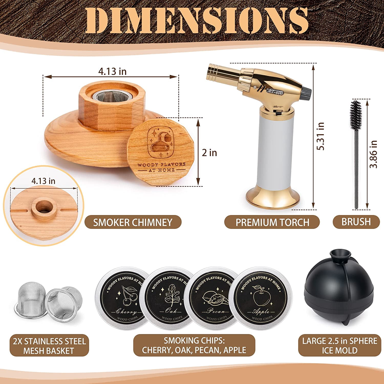 ONZA Cocktail Smoker Kit – Drink Smoker Bartender Kit with Torch ...