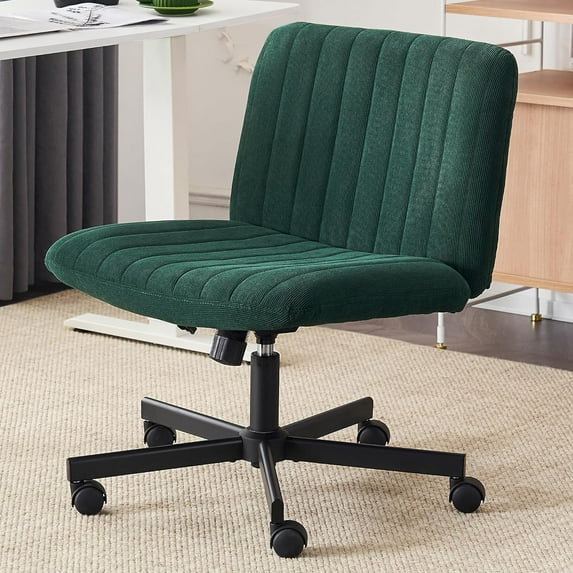 ONZA Green Desk Chair with Wheels Criss Cross Seat Home Wide Armless ...