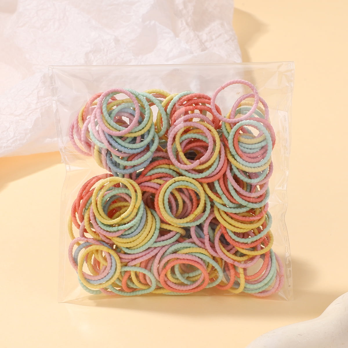 OOCA 100/200Pcs Girls Colorful Hair Bands Set Nylon Elastic Rubber Band ...