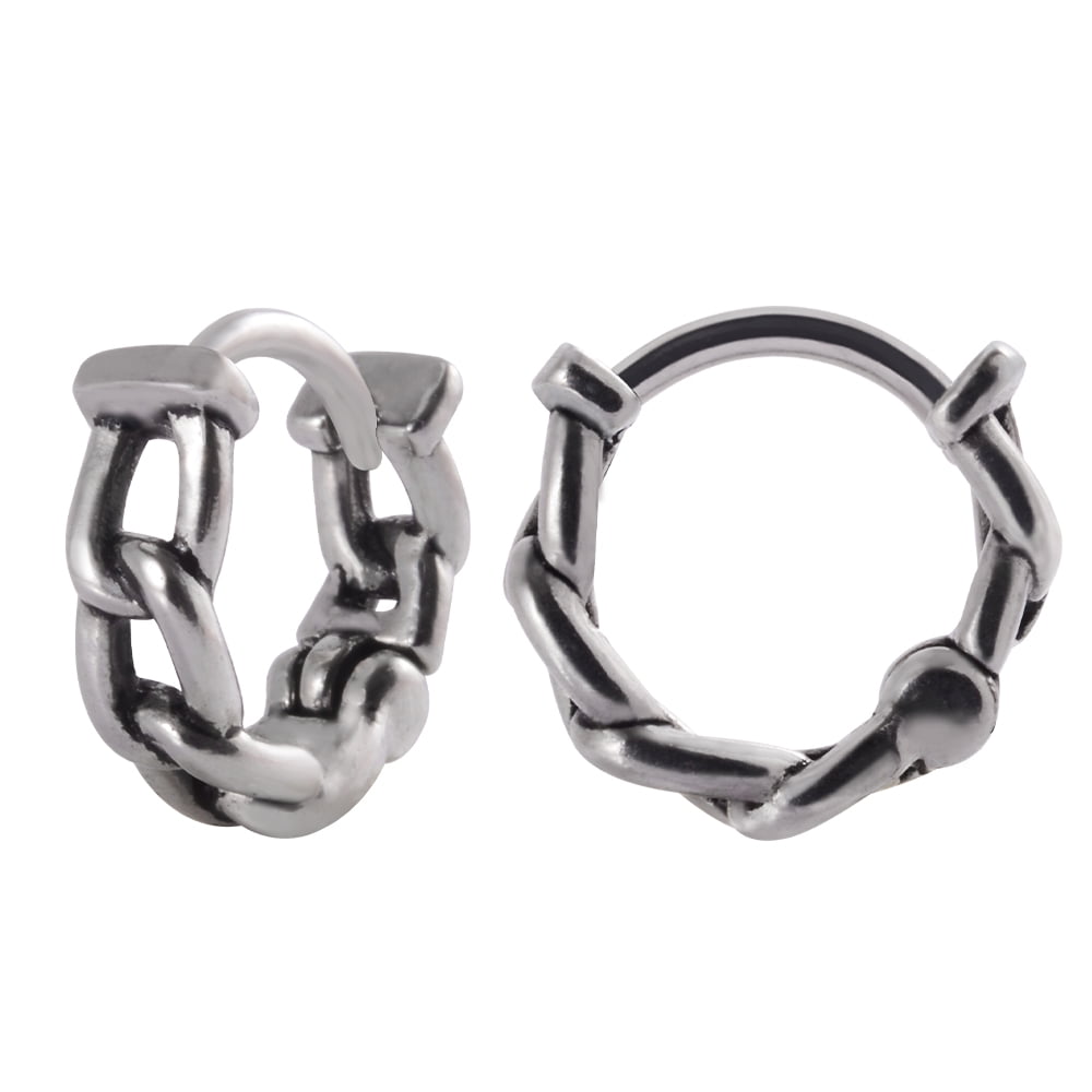 OOCA 1PC Stainless Steel Vintage Punk Hoop Earrings Rock Roll Hip Hop ...