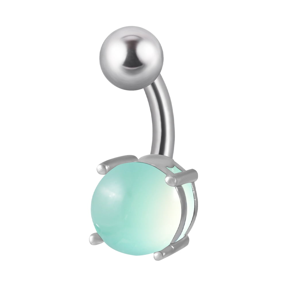 OOCA 1Pc Double Screw Navel Piercing Curved Barbell Prong Set Stone ...