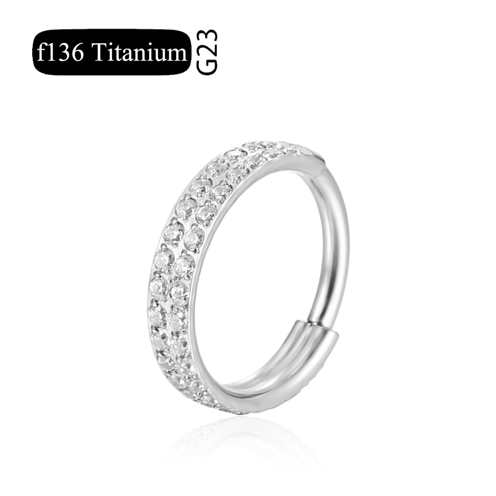 OOCA G23 Titanium Piercing Double Layered Triple Stack Hinged Zircon ...