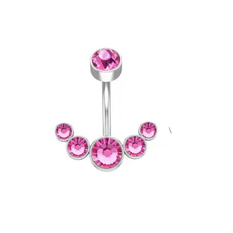 OOCA Pink Heart Shaped Navel Ring Ornament Water Drop 14G Belly Button ...